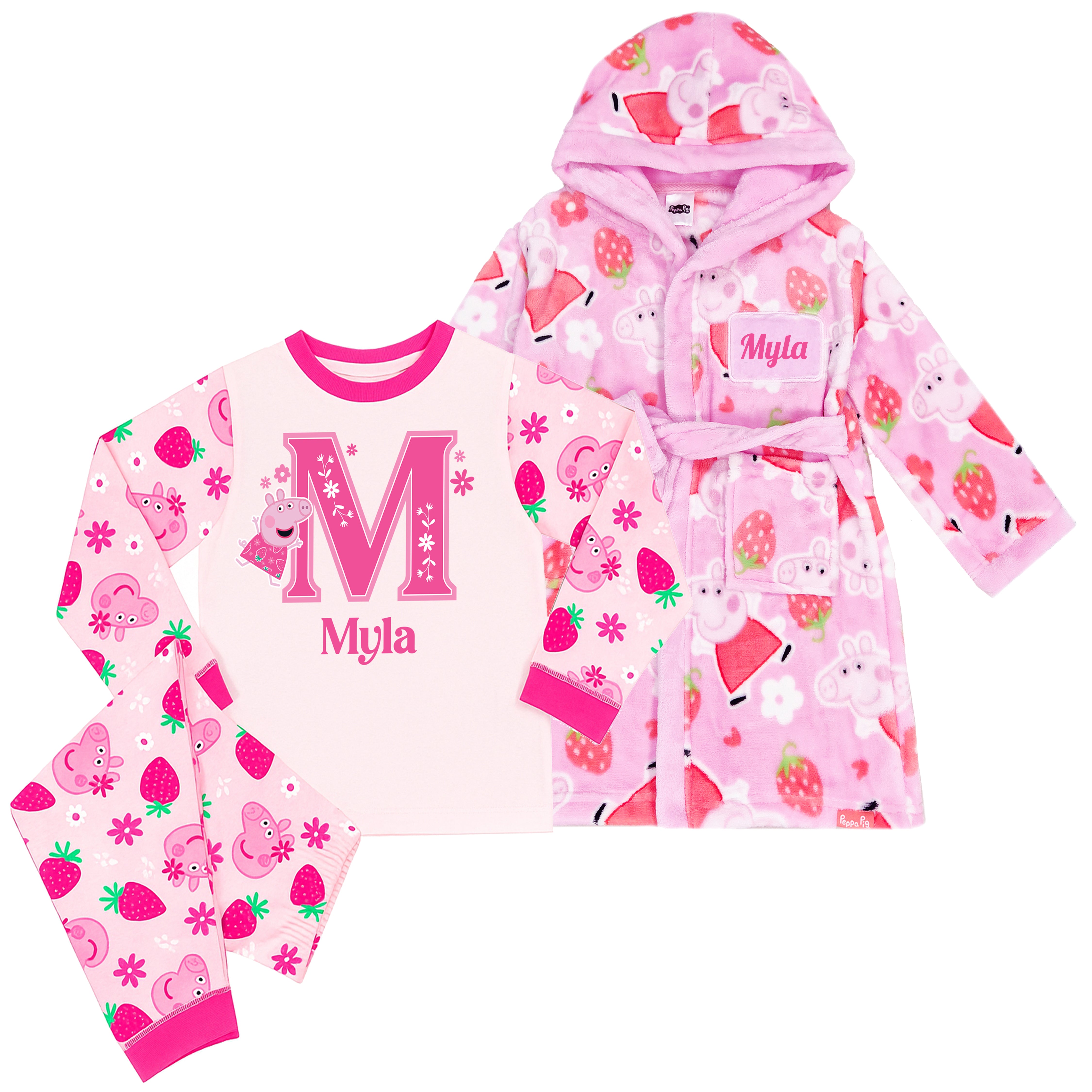 Personalised Peppa Pig Pyjamas & Dressing Gown - Initial & Name ...